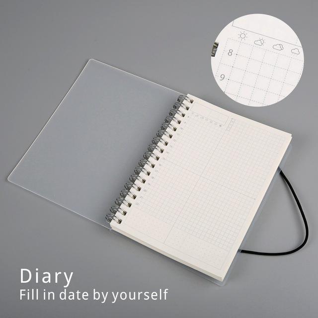 A5 A6 Spiral book coil Notebook To-Do Lined DOT Blank Grid Paper Journ ...