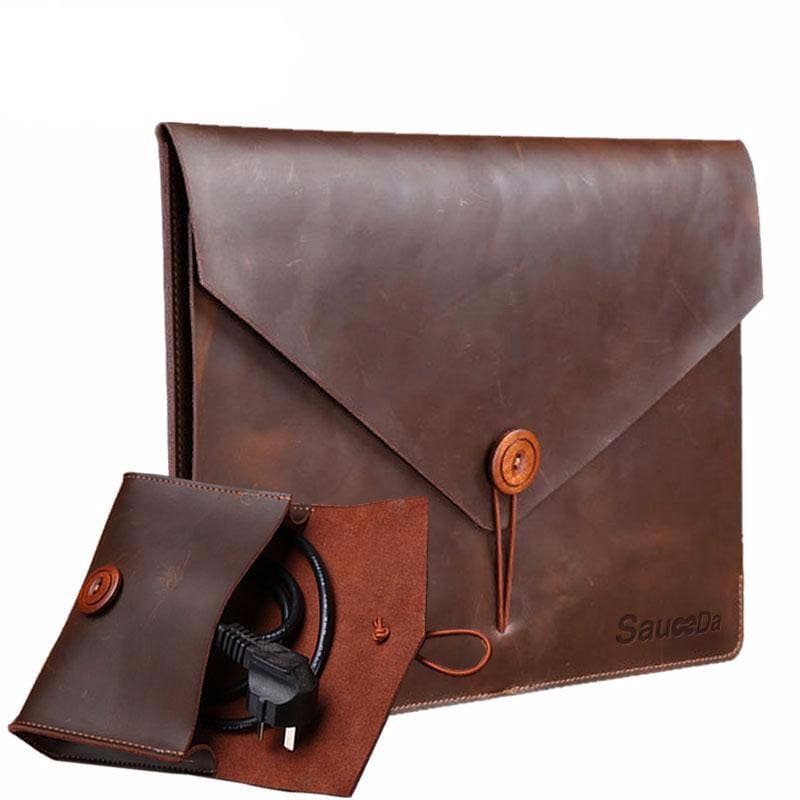 Genuine Leather Laptop Sleeve and Accessory Pouch – Gifts for Designers