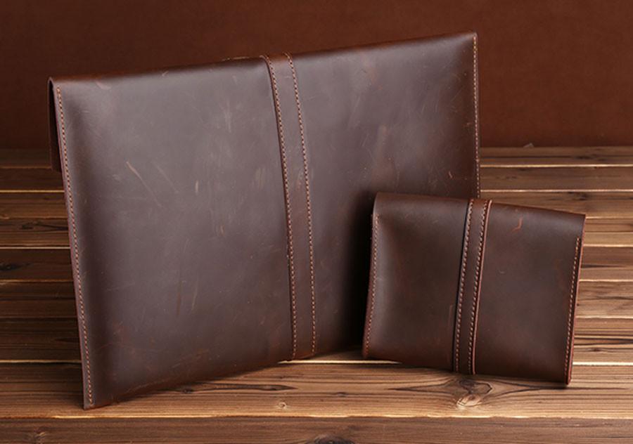 Genuine Leather Laptop Sleeve and Charger Case – Gifts for Designers