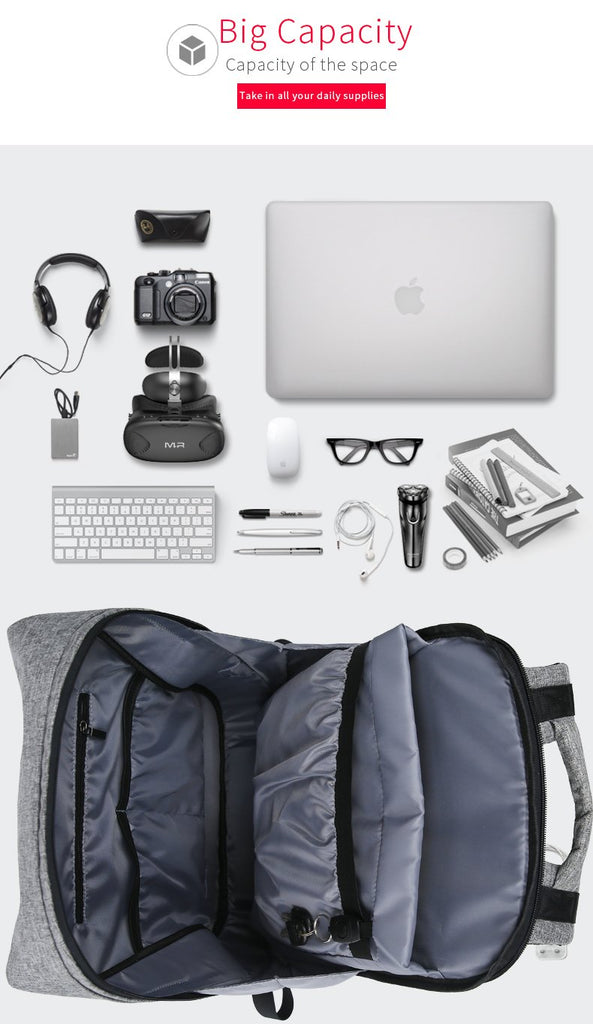 Modern Anti-Theft Water Resistant Backpack with USB Charging Port ...