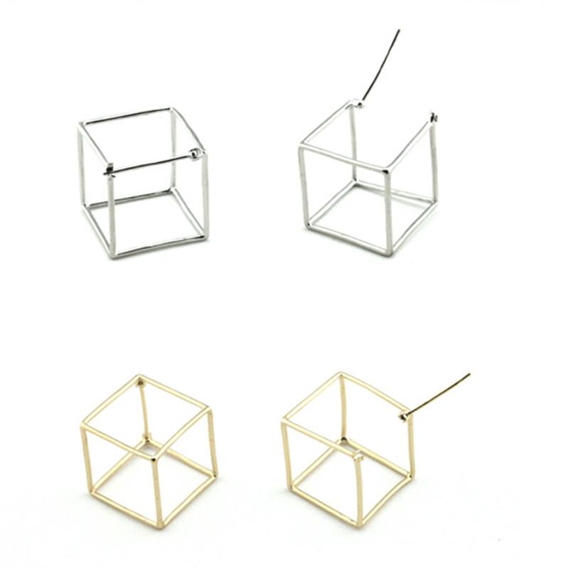 3D Cube Geometric Stud Earrings – Gifts for Designers
