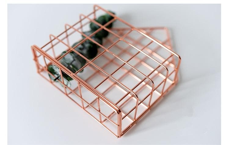 Rose Gold Color Stainless Steel Storage Box and Office Desk Organizer ...