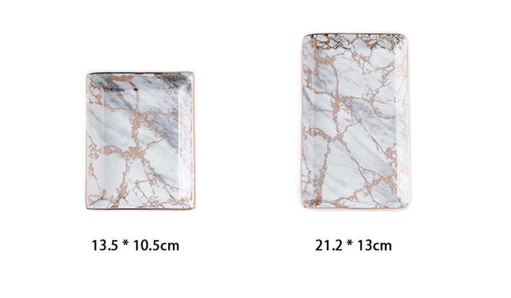 Nordic Gold Marble Pattern Ceramic Plates – Gifts for Designers