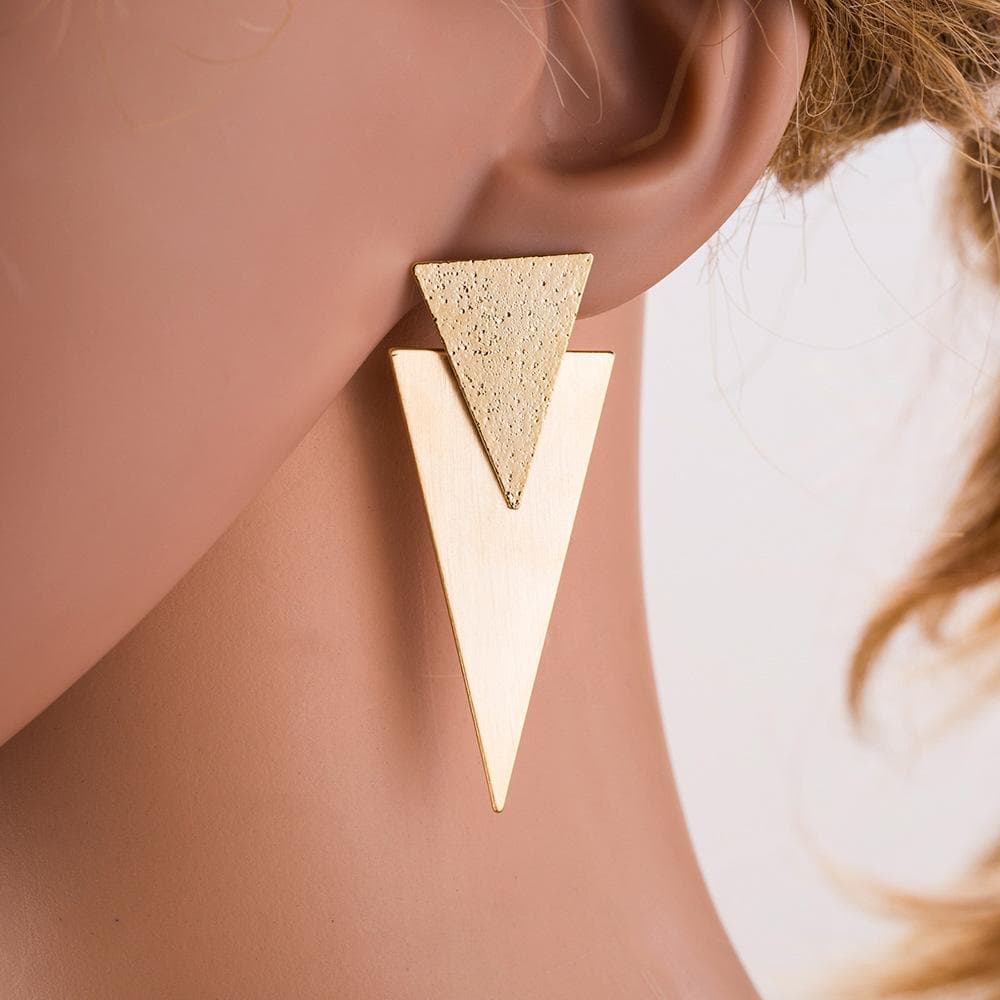 Geometric Double Solid Triangle Earrings – Gifts for Designers